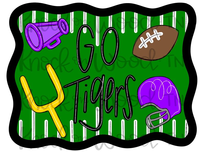 TEMPLATE & SVG: Football Field Door Hanger Template (digital Files Only ...