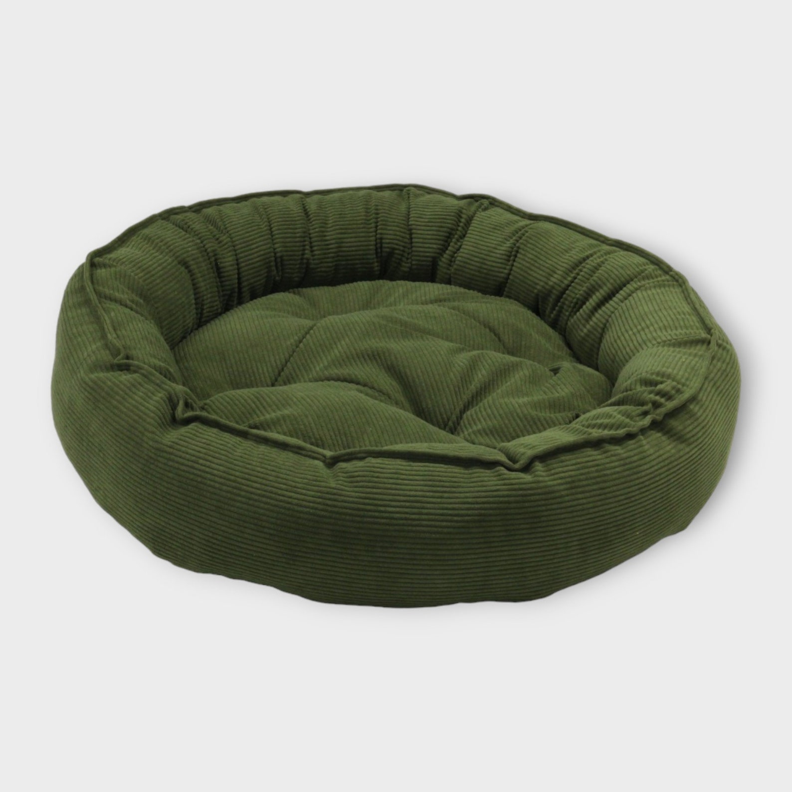 Round Green Dog Bed Made of Soft Corduroy Fabric Comfortable Dog Bed ...