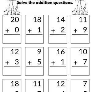 10 Printable Additition Worksheets, Numbers 1 to 20. Kindergarten - 1st ...