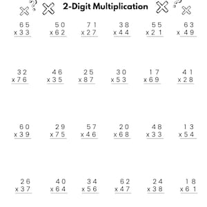 10 Double Digit Multiplication Worksheets – 2-digit by 2-digit Math ...
