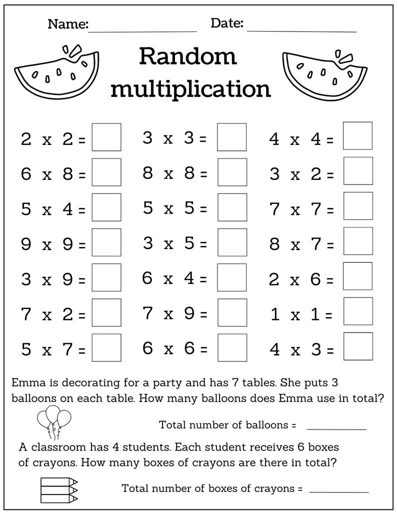 10 Printable Multiplication Worksheets, Single Digit Multiplication ...