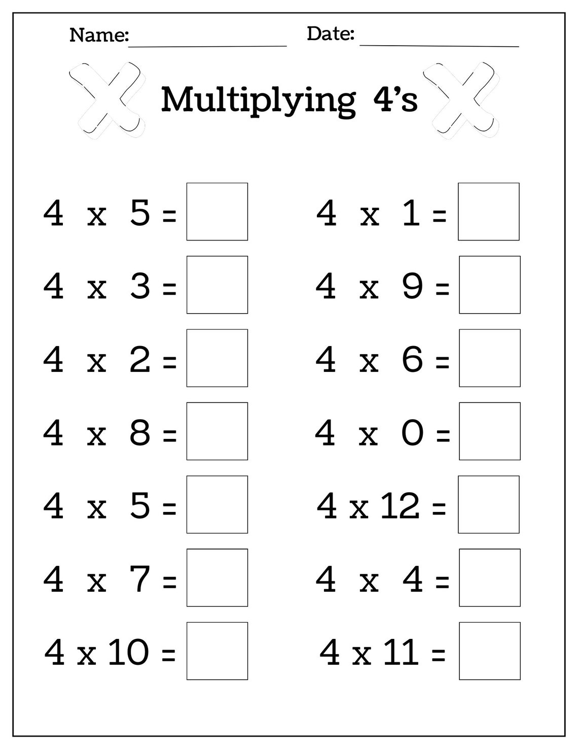 24 Printable Multiplication Worksheets, Fill in the Blanks - Single ...