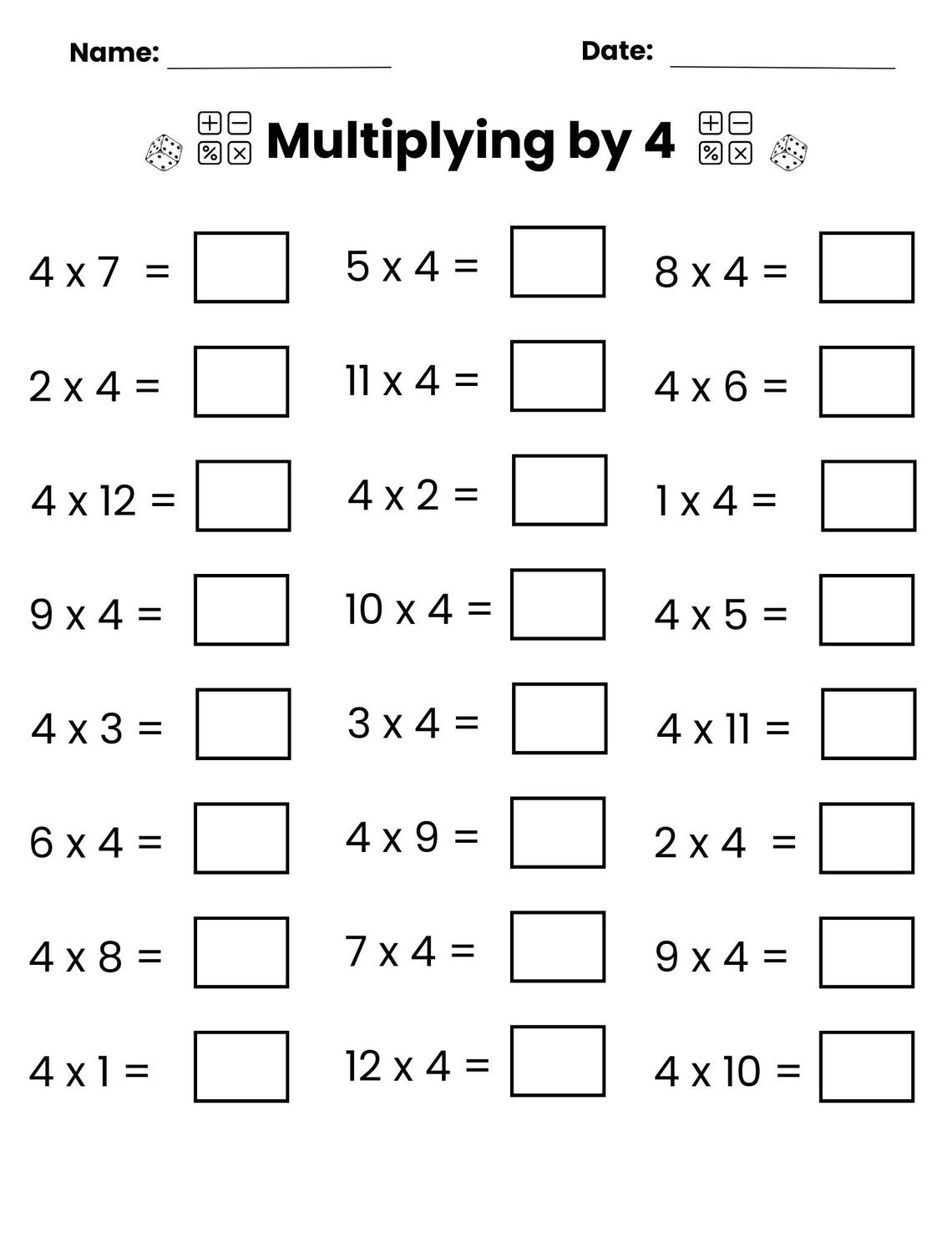 12 Printable Multiplication Worksheets, 1 - 12 Times Tables, Maths ...