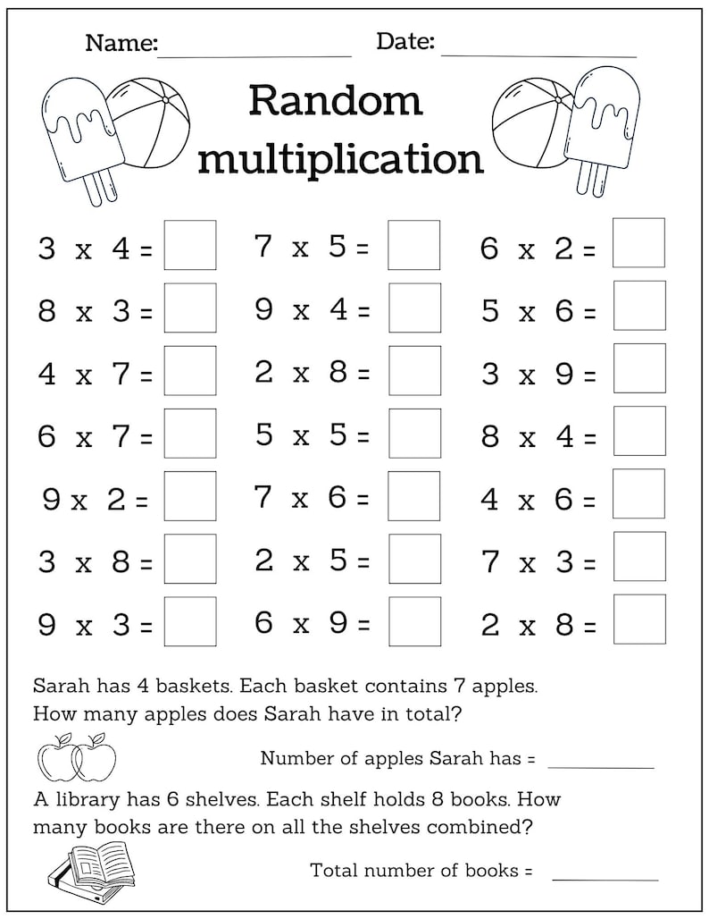 10 Printable Multiplication Worksheets, Single Digit Multiplication ...