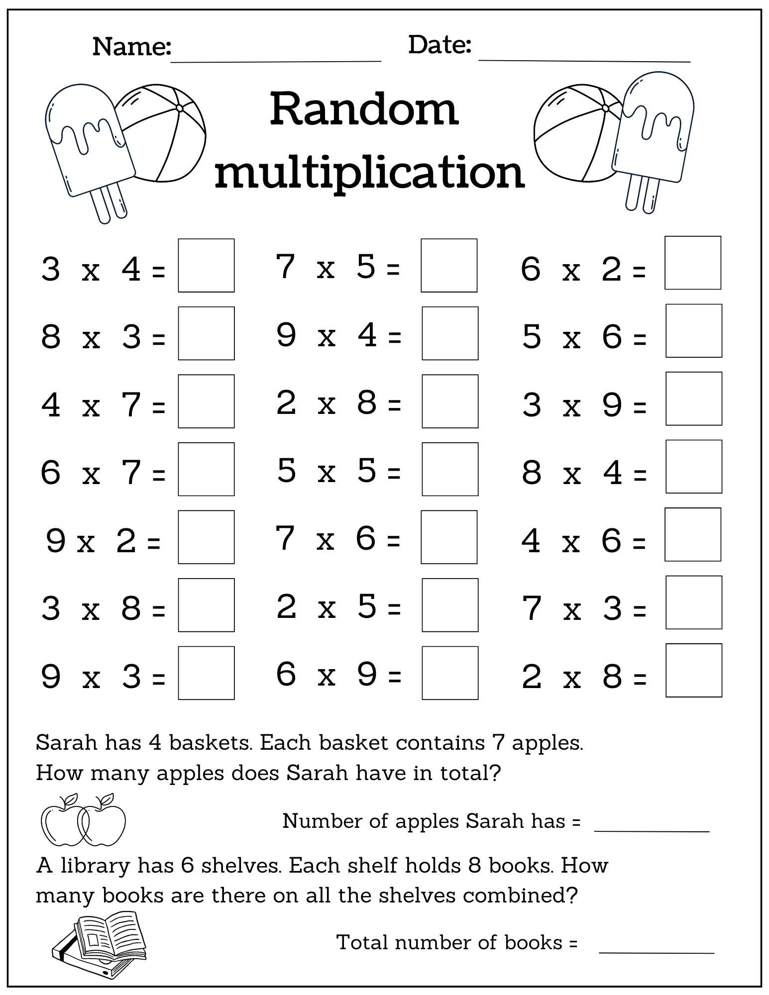 10 Printable Multiplication Worksheets, Single Digit Multiplication ...