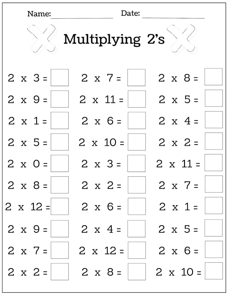 24 Printable Multiplication Worksheets, Fill in the Blanks - Single ...