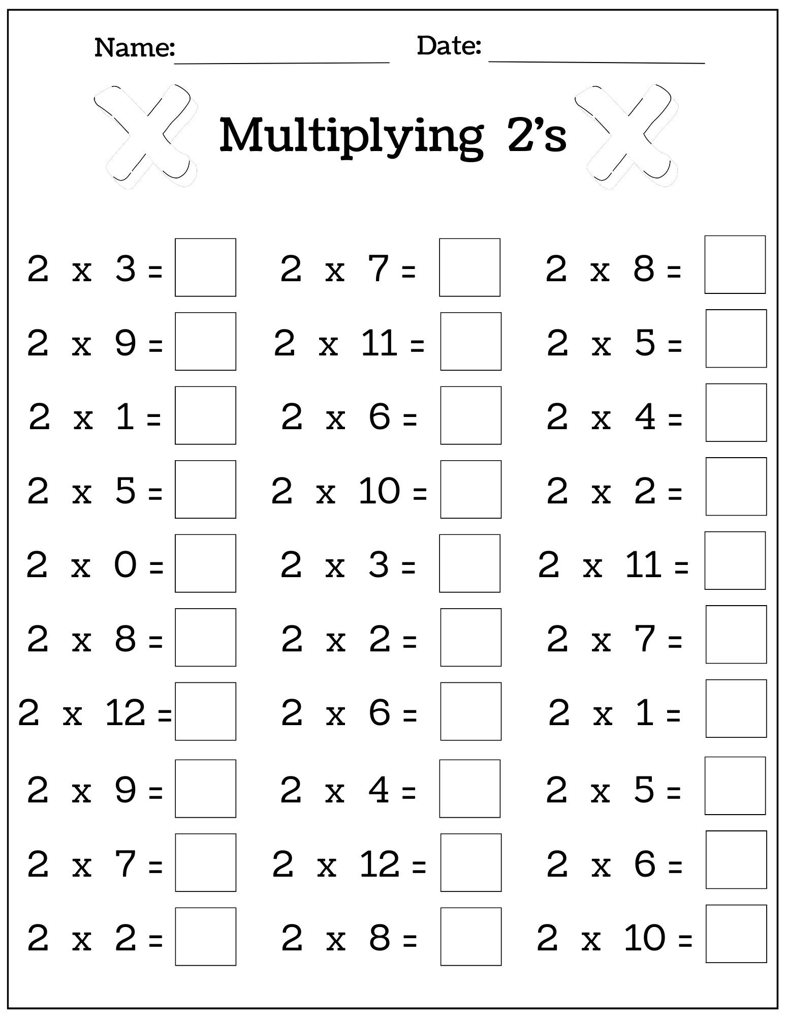 24 Printable Multiplication Worksheets, Fill in the Blanks - Single ...