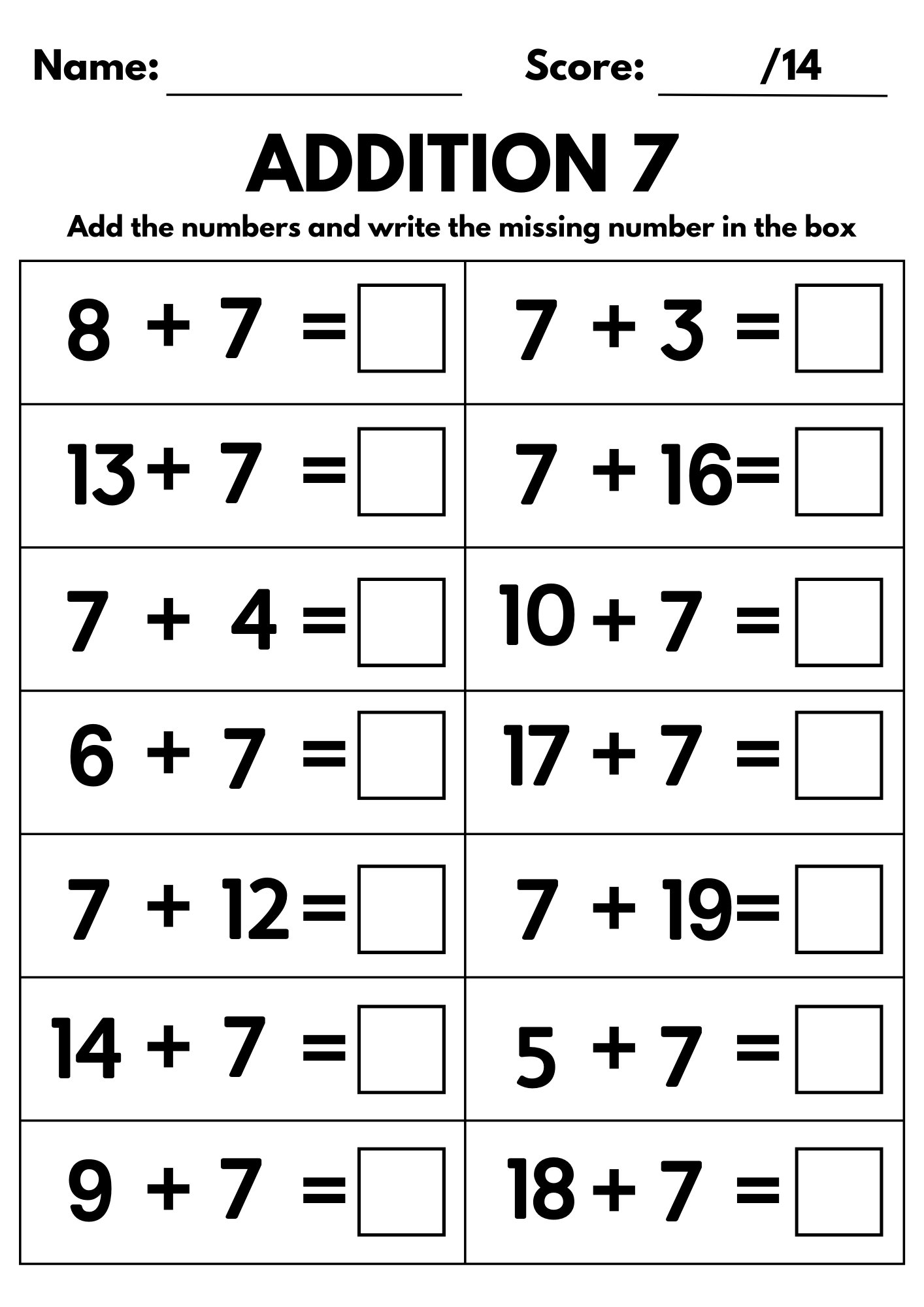 60 Printable Addition Fill in the Blanks Worksheets (numbers 1-20) for ...
