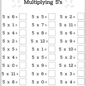 24 Printable Multiplication Worksheets, Fill in the Blanks Single Digit ...