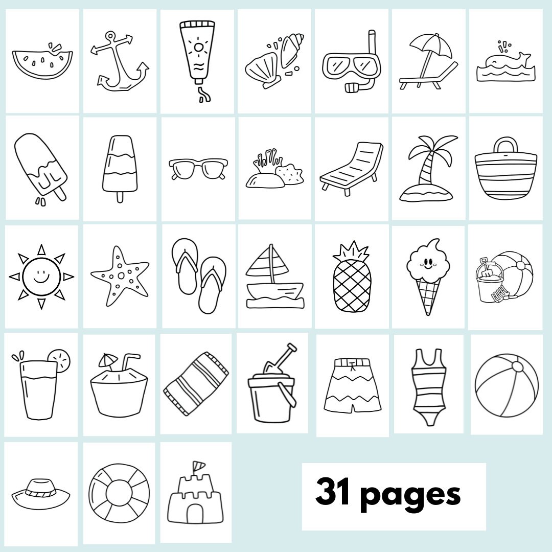 Summer Printable Coloring Pages for Kids Preschool Coloring - Etsy ...