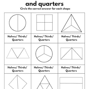 10 Fraction Worksheets for Kids – Halves, Thirds & Quarters – Printable ...