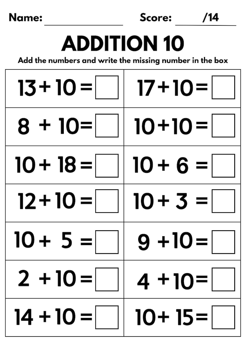 60 Printable Addition Fill in the Blanks Worksheets (numbers 1-20) for ...
