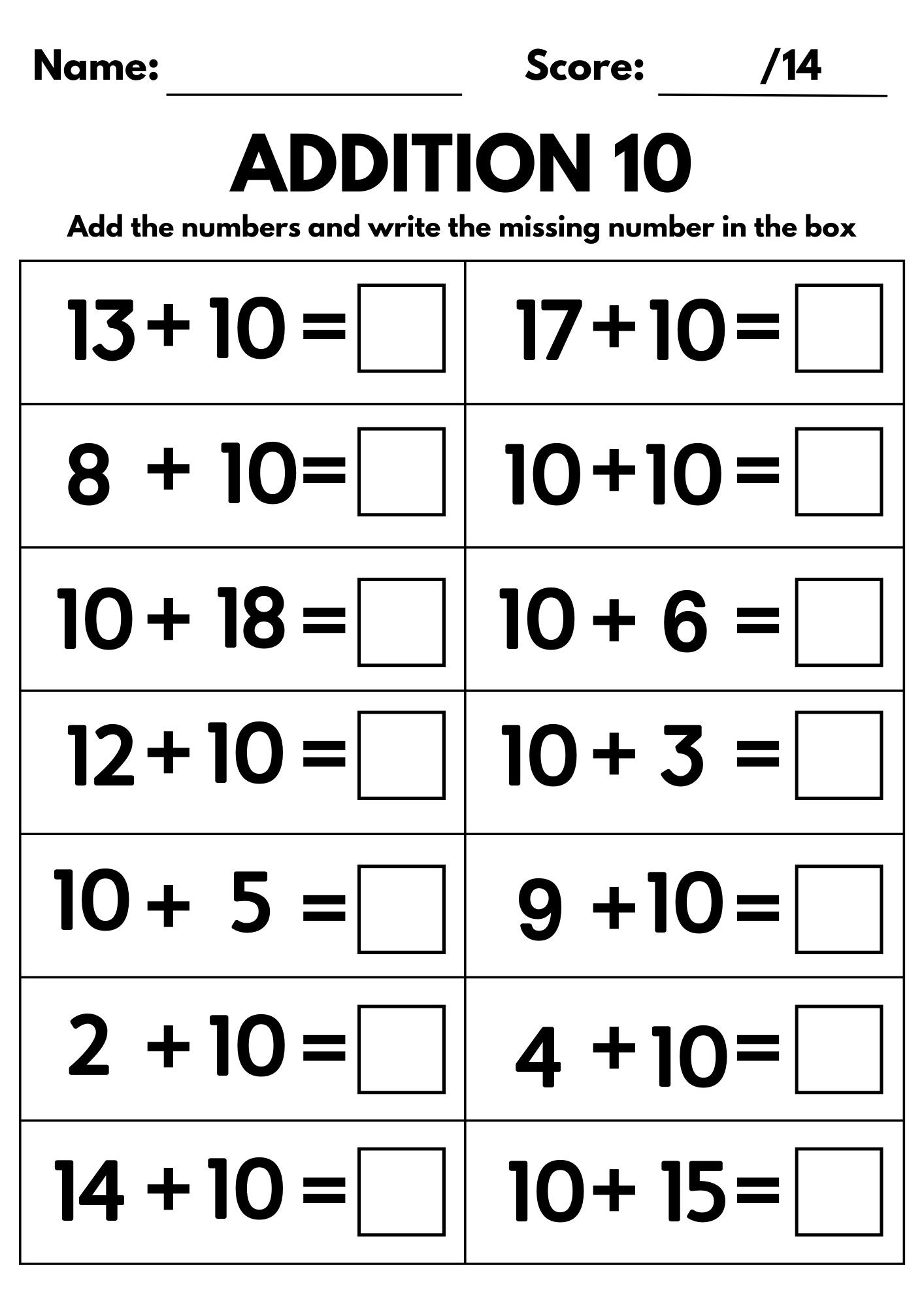 60 Printable Addition Fill in the Blanks Worksheets (numbers 1-20) for ...