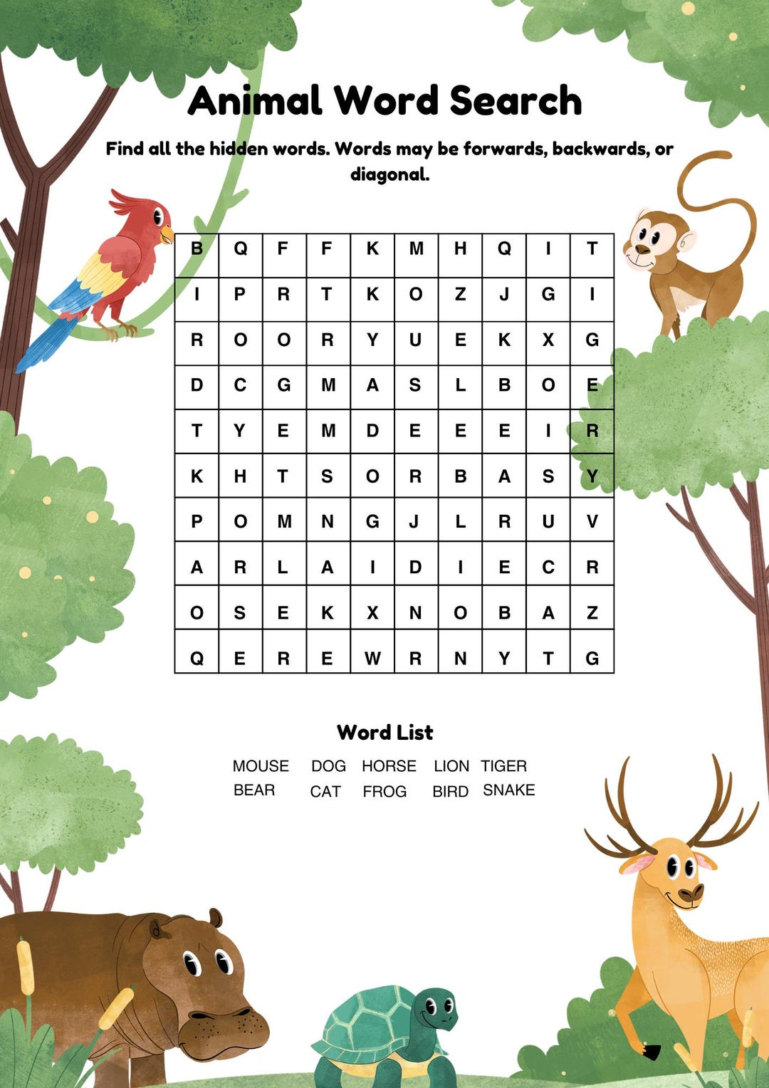 10 Printable Word Search Worksheets for Kids – Seasonal & Themed ...