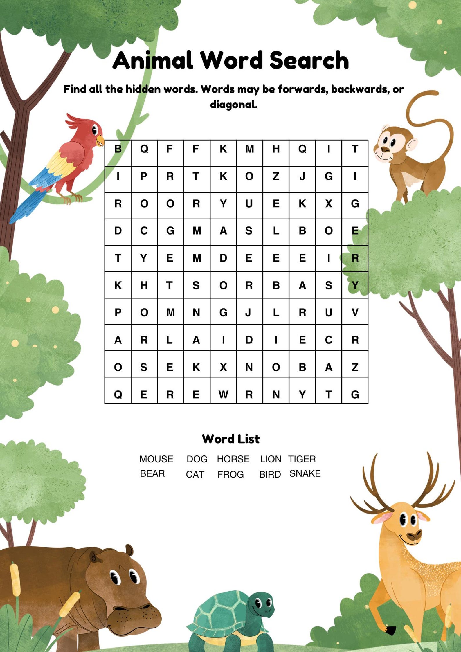 10 Printable Word Search Worksheets for Kids – Seasonal & Themed ...
