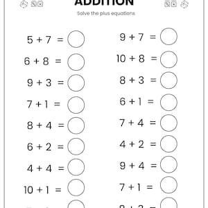 10 Printable Addition & Subtraction Worksheets, Fill in the Blanks ...