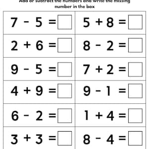 10 Printable Addition & Subtraction Worksheets, Single-digit Math ...