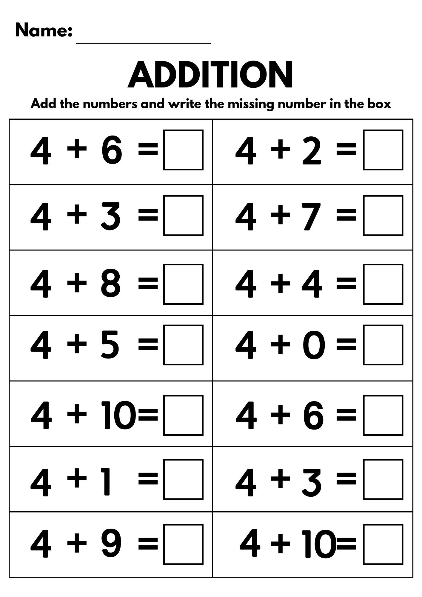 20 Printable Additition Fill in the Blanks Worksheets numbers 1-15 for ...