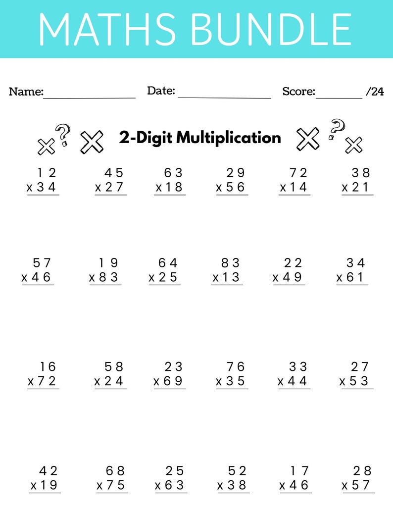 100+ Multiplication Worksheets Bundle, Printable Math Practice - Etsy