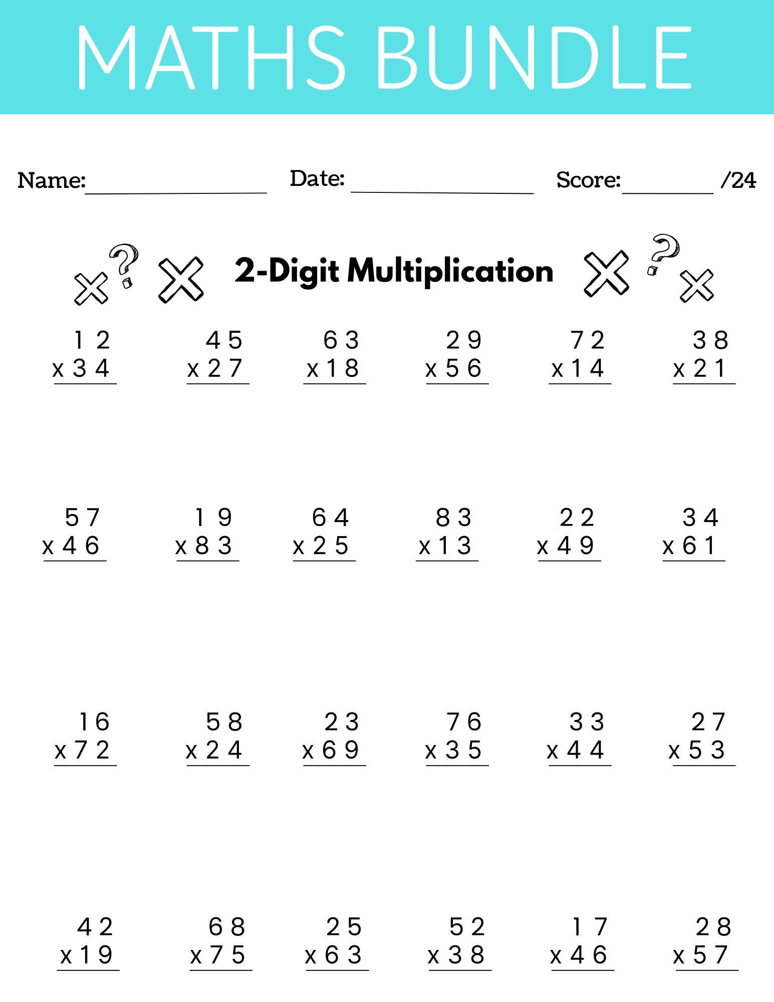 100+ Multiplication Worksheets Bundle, Printable Math Practice - Etsy