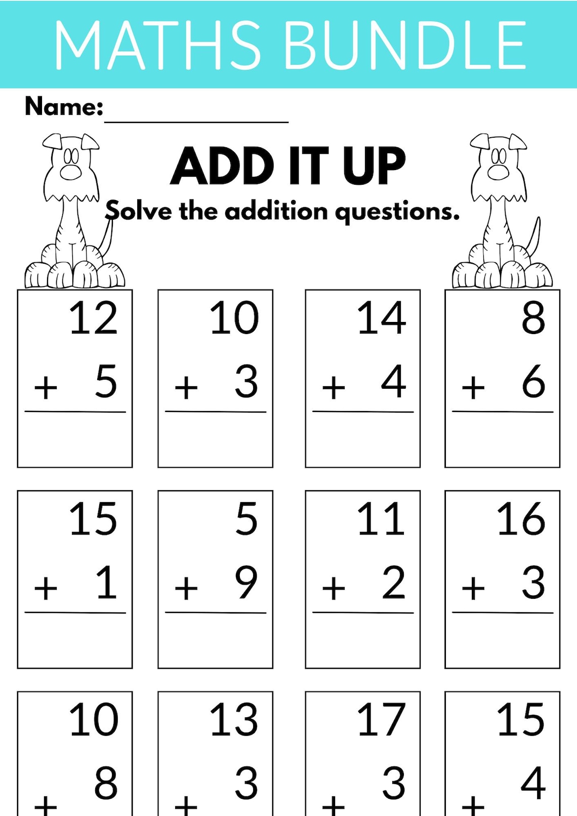 30 Pages of Addition Worksheets Bundle – Fill in the Blanks + Numbers 1 ...