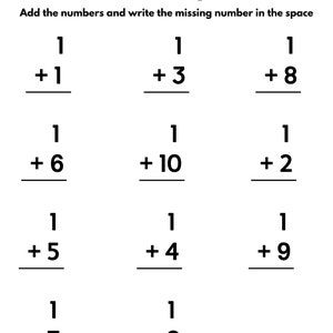 20 Printable Addition Worksheets - Fill in the Blanks (numbers 1 - 15 ...