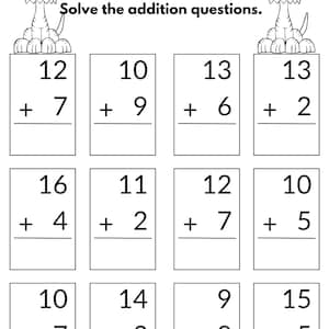 10 Printable Additition Worksheets, Numbers 1 to 20. Kindergarten - 1st ...