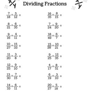 10 Printable Dividing Fractions Worksheets, Math Drills, Answers ...