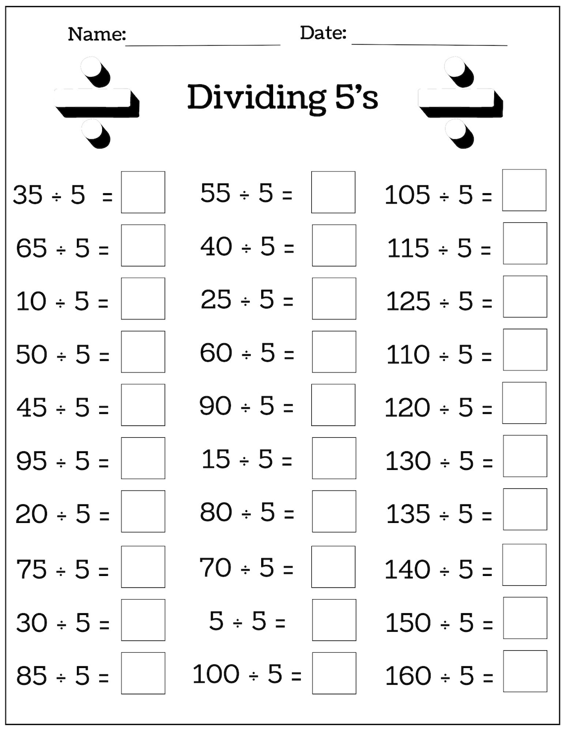 24 Printable Multiplication and Division Worksheets (1-12), Fill in the ...