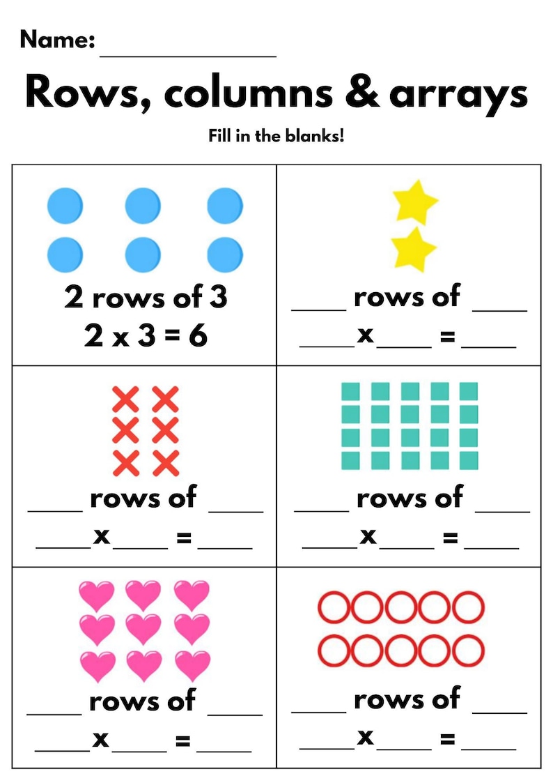 6 Fun Printable Multiplication Worksheets, Fill in the Blanks Single ...