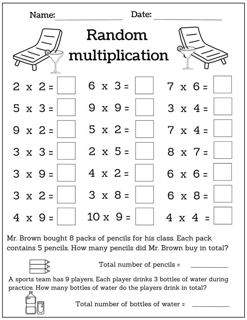 10 Printable Multiplication Worksheets, Single Digit Multiplication ...