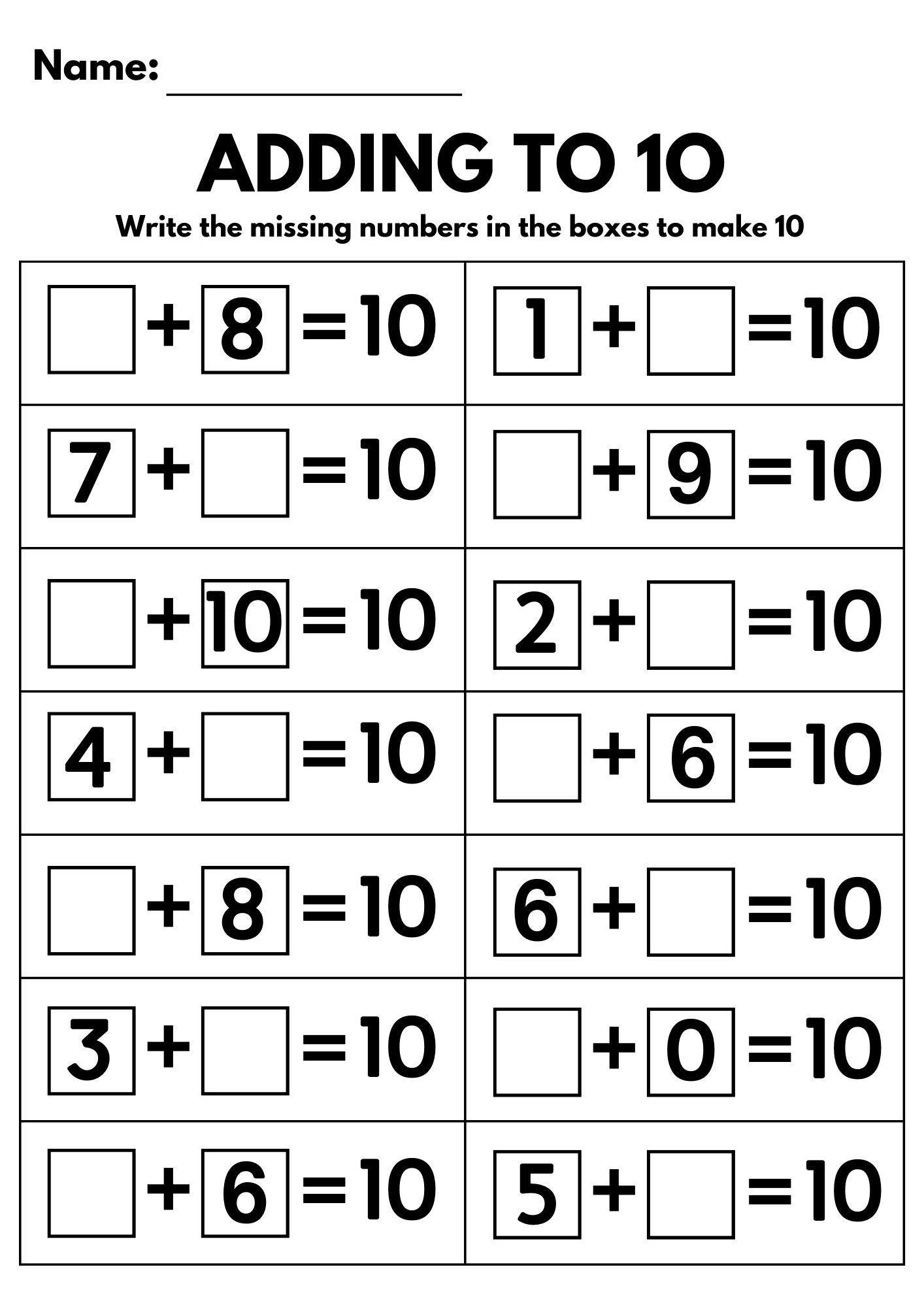 10 Printable Adding to 10 Worksheets, Addition Worksheets Printable ...