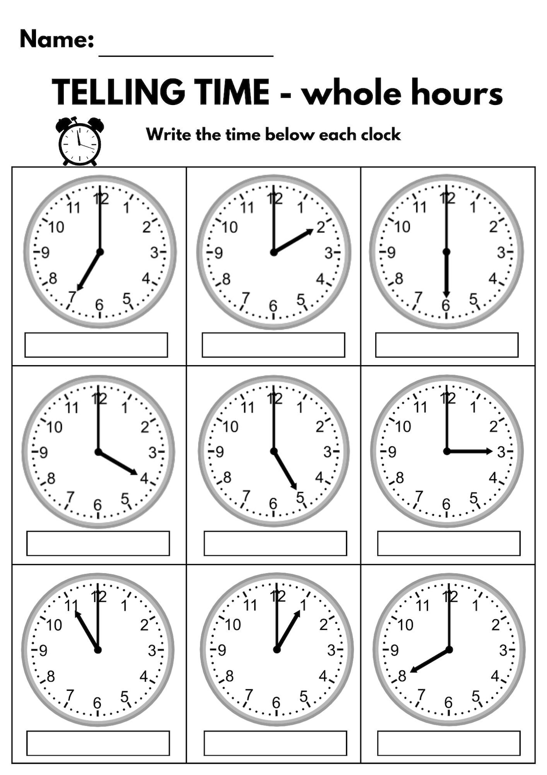 10 Printable Learning to Tell Time Worksheets. Kindergarten-1st Grade ...