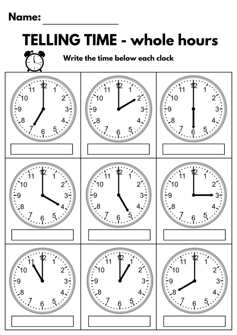10 Printable Learning to Tell Time Worksheets. Kindergarten-1st Grade ...