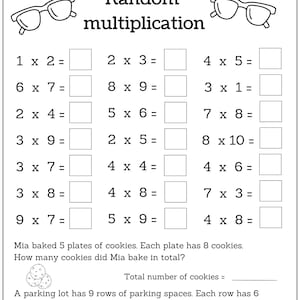 10 Printable Multiplication Worksheets, Single Digit Multiplication (numbers 1 – 12), Math ...