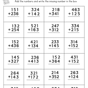 10 Printable 3-digit Addition Worksheets for 2nd Grade, 3rd Grade Math ...
