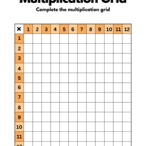 Printable Multiplication Grid - Fillable, Times Tables Grid, Single ...