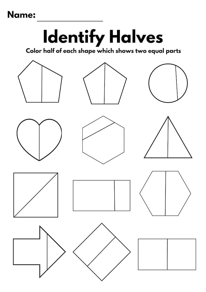 10 Fraction Worksheets for Kids – Halves, Thirds & Quarters – Printable ...