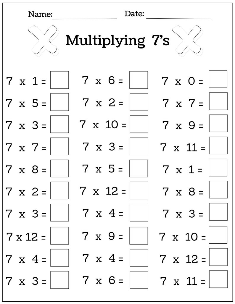 24 Printable Multiplication and Division Worksheets (1-12), Fill in the ...