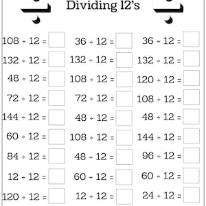 24 Printable Multiplication and Division Worksheets (1-12), Fill in the ...