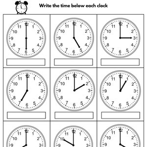10 Printable Learning to Tell Time Worksheets. Kindergarten-1st Grade ...