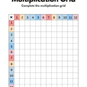 Printable Multiplication Grid - Fillable, Times Tables Grid, Single ...