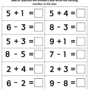 10 Printable Addition & Subtraction Worksheets, Single-digit Math ...