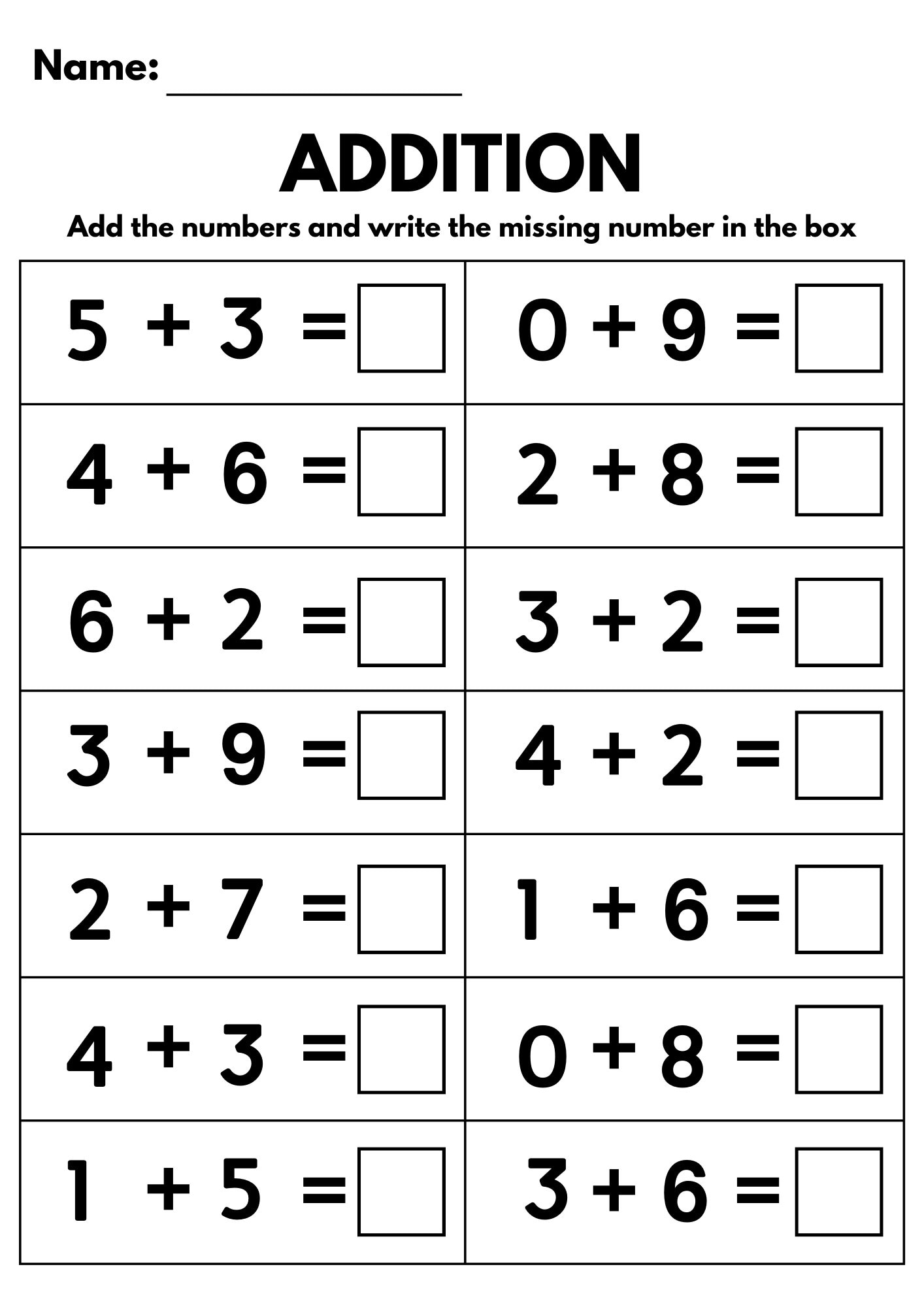 10 Single Digit Addition Worksheets – Numbers 1–9 – Printable Math ...