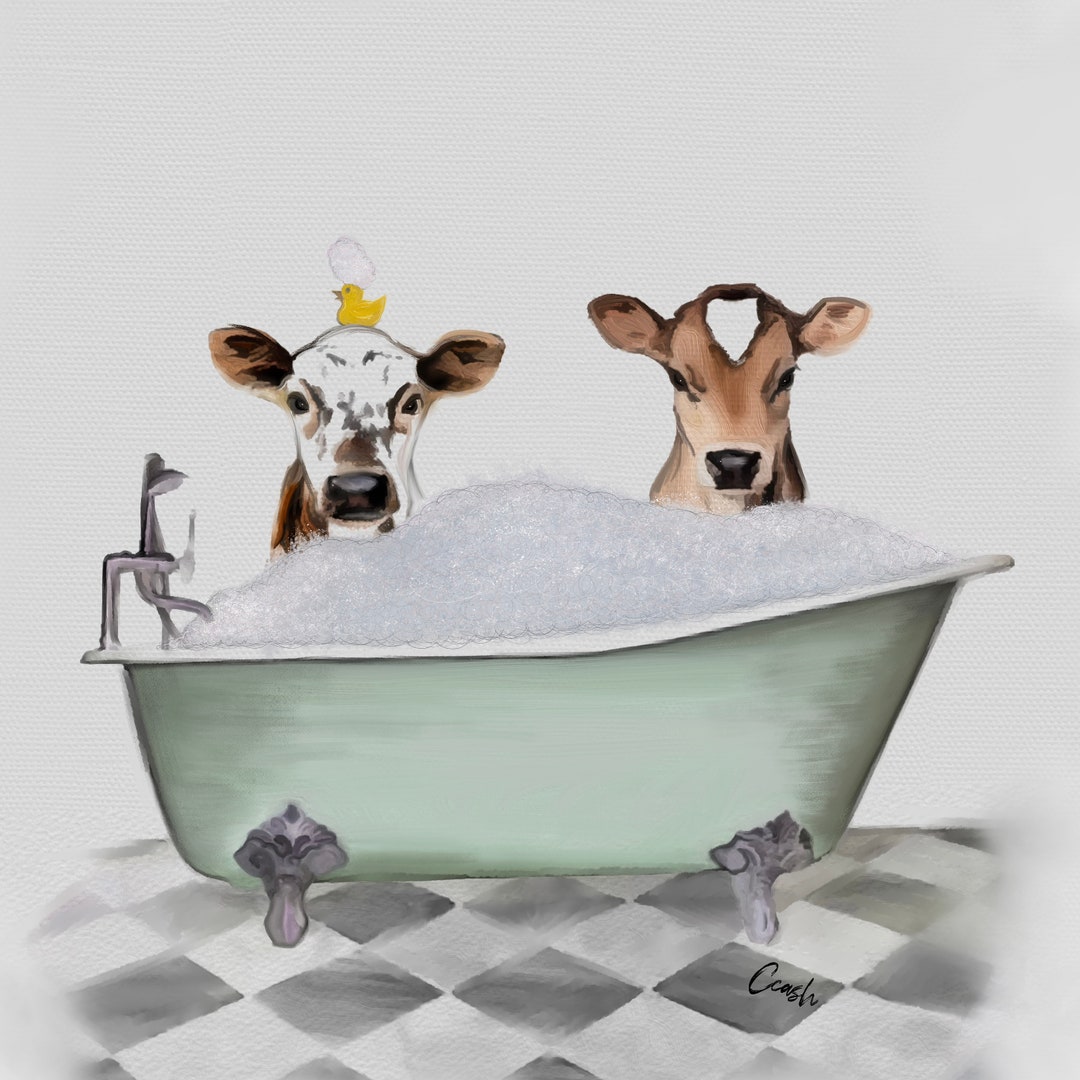 Cows Taking a Bath! - Etsy