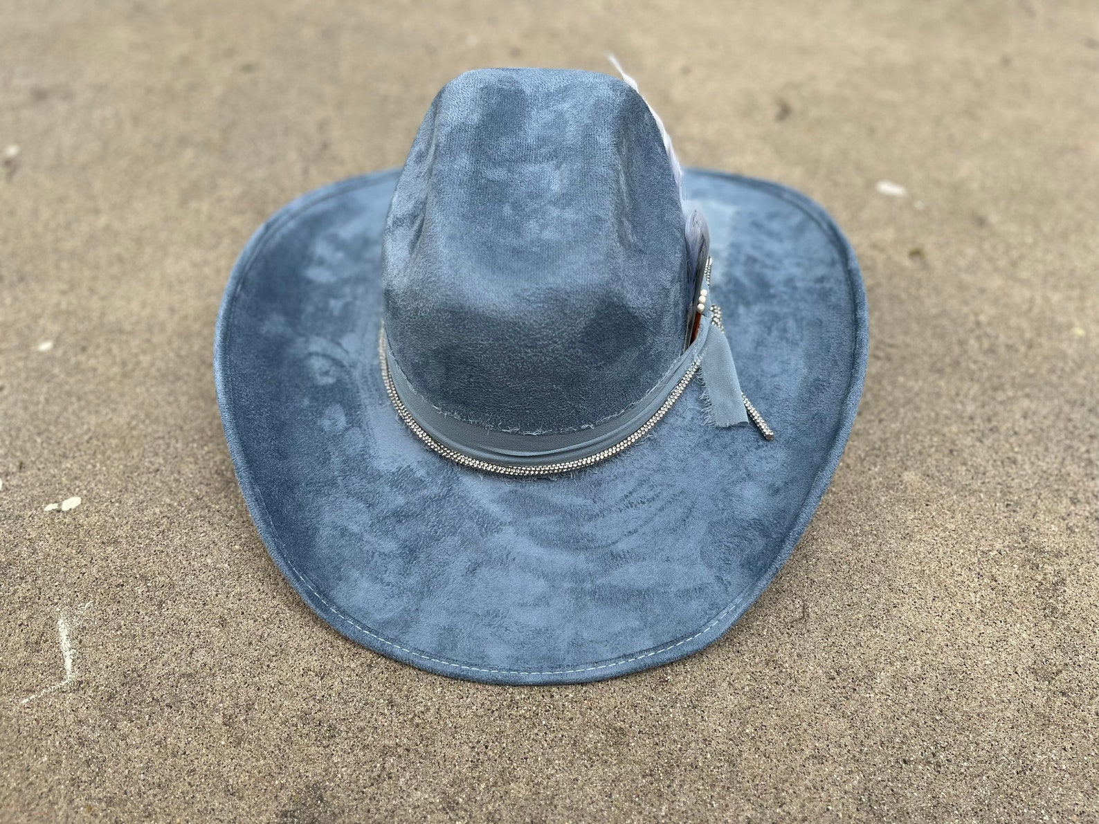 Sky Blue Cowboy Hat Rhinestone Rope and Playing Card - Etsy