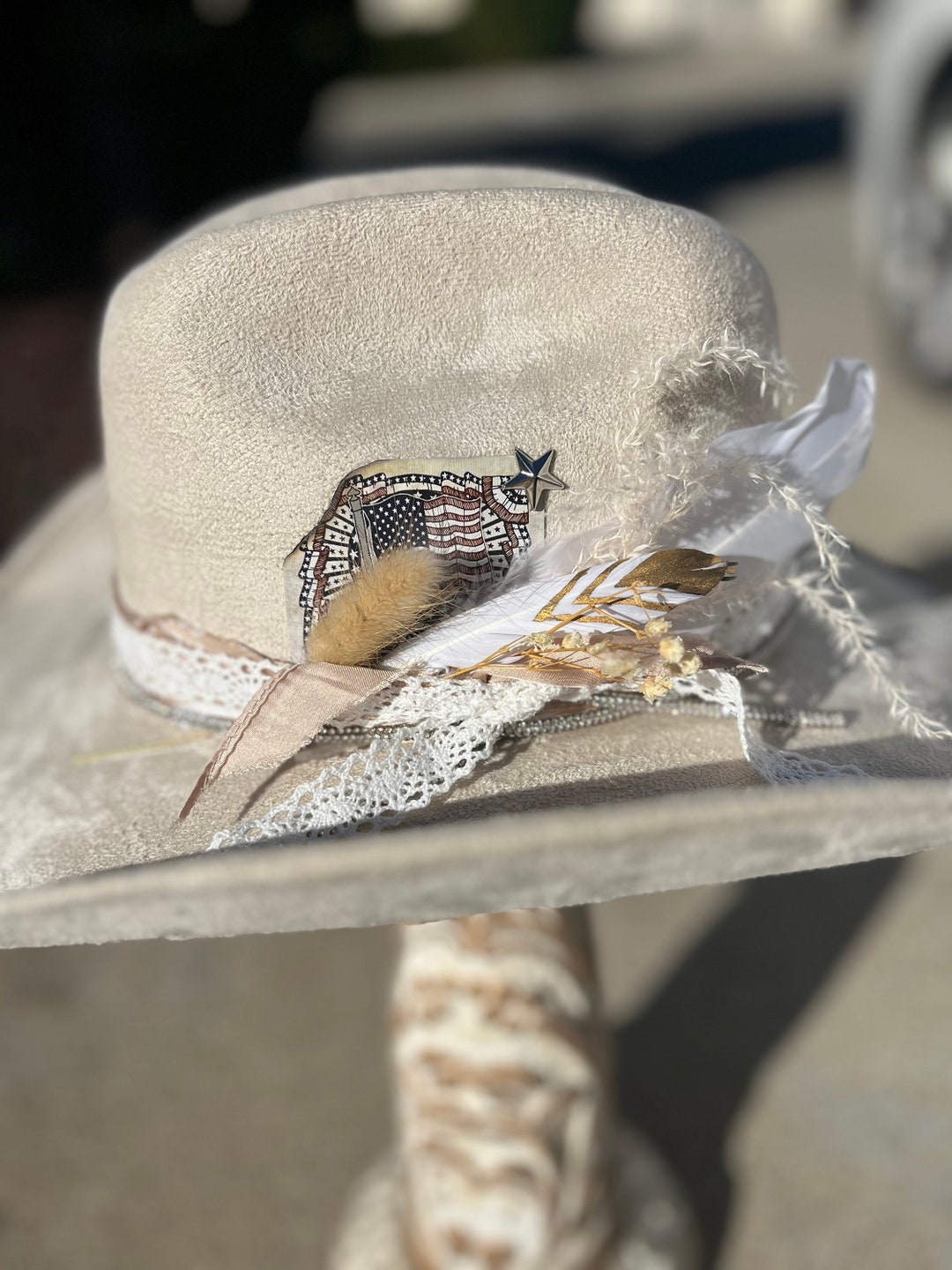 Custom Cream Colored / COWBOY Hat/ NFR/ Hat Feather / Turquoise / Made ...