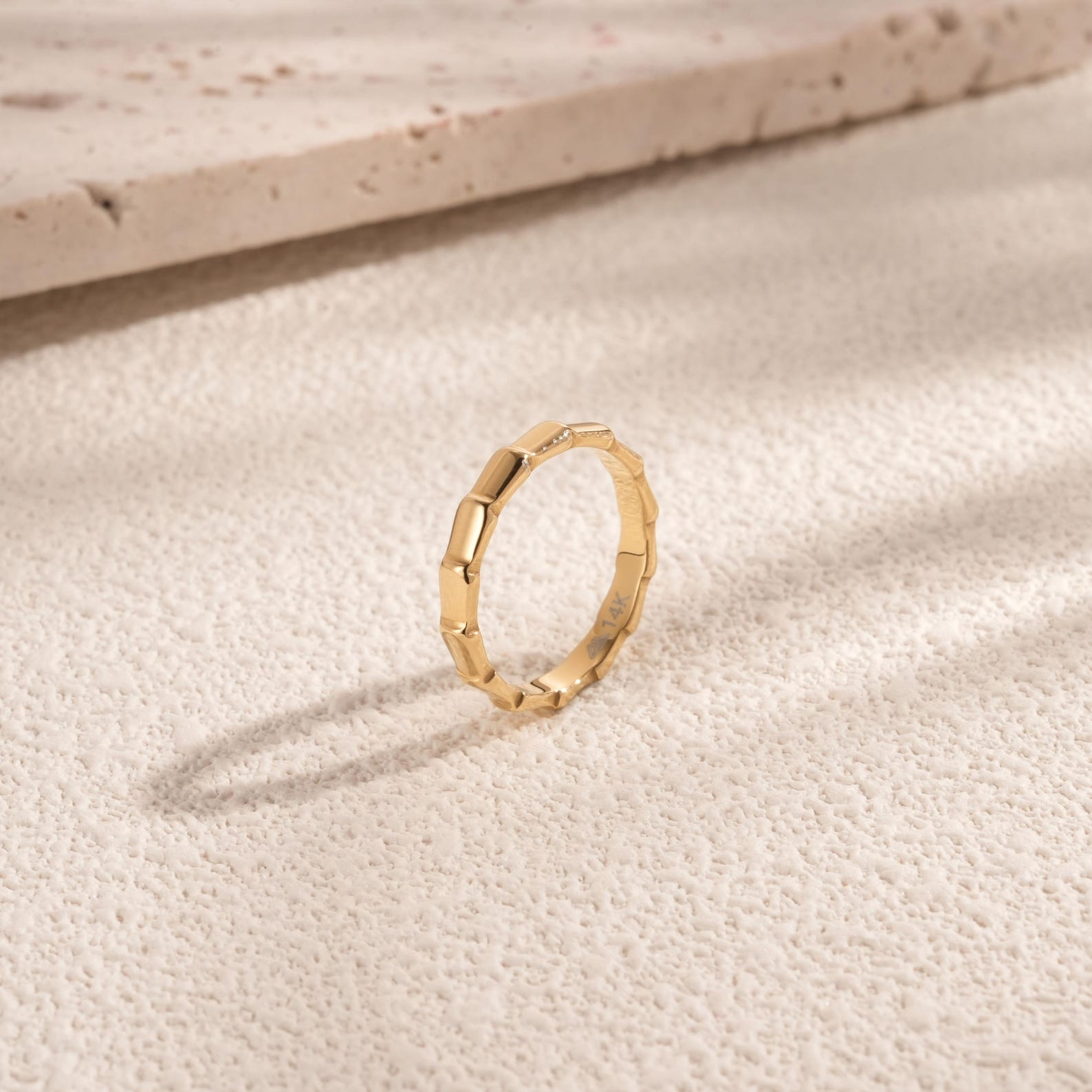 Fashion Geometric Wedding Ring, 14k Gold Rectangle Eternity Thick Band ...