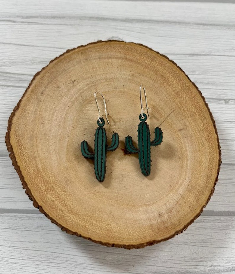 Saguaro Cactus Arizona Desert Daggling Earrings Gold - Etsy