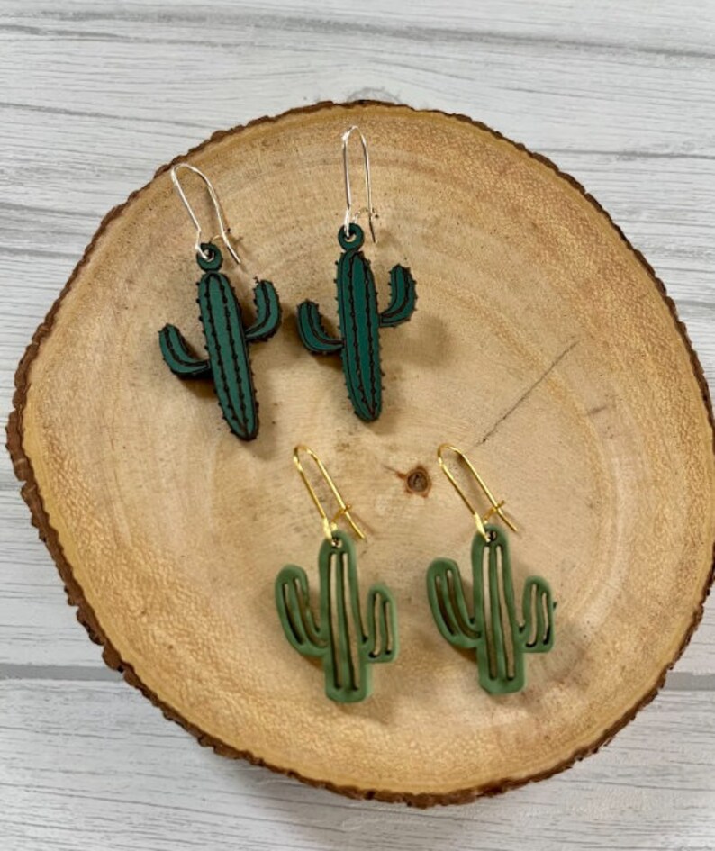 Saguaro Cactus Arizona Desert Daggling Earrings Gold - Etsy